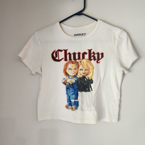 Tops | Chucky Tiffany Bride Of Chucky Graphic Cropped Tshirt Junior ...